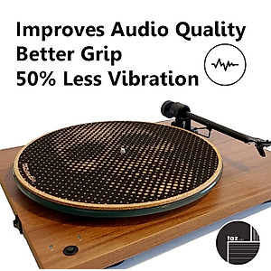 TazStudio Premium slipmat - Cork Turntable Mat [4mm Thick] for Better Sound Support on Vinyl LP Record Player - Cork mat Original Geometric Design Psychedelic Geometric Skull Art-m10