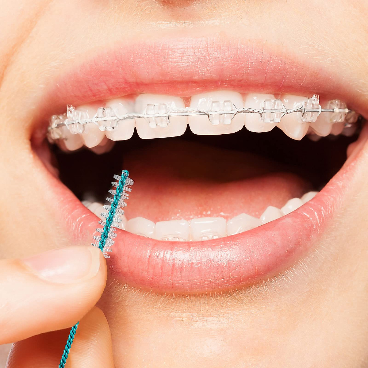 Cowwell Interdental Brush Teeth Soft Dental Picks Tooth Floss Interdental Brush Betweens Interdental Brush Refills White Refills for Tooth Cleaning (Tight, 60 Pieces)