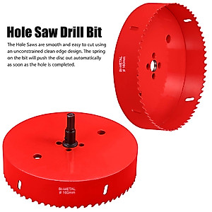 Hole Saw M42, Corn Hole Drilling Cutters, Heavy Duty Metal Hole Cutter for Wood Cornhole Boards Aluminum Plastic with Open Saw (Red,160 mm/ 6.3 Inch)