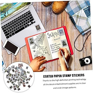 Tofficu 6 Packs Paper Stamp Sticker Scrapbook Stamp Sticker Photo Scrapbook Stamp Decal Scrapbooking Masking Tape Scrapbook Sticker Adhesive Decoration Sticker Photo Corner Plant Travel