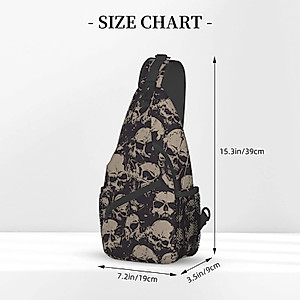 Cool Skull Sling Bag Crossbody Backpack Shoulder Bag Casual Daypacks For Men Women Cycling Hiking Travel