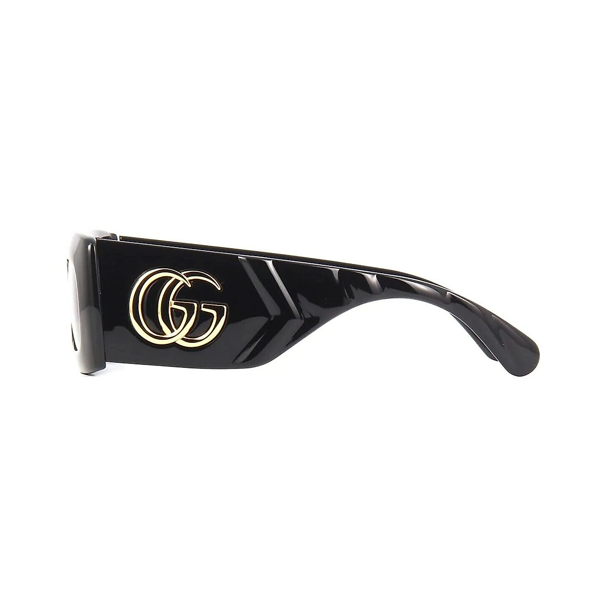 Gucci GG0811S Black Grey Rectangle Women's Sunglasses + Bundle with eSHADES Luxury Eyewear Kit