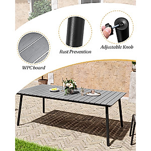 JOINHOM 9 Piece Patio Dining Table & Chair Set - Outdoor All Aluminum Patio Furniture Sets with Waterproof, Rust-Proof, Patio Rectangle Table with Umbrella Hole for Deck, Garden, Backyard, All Weather