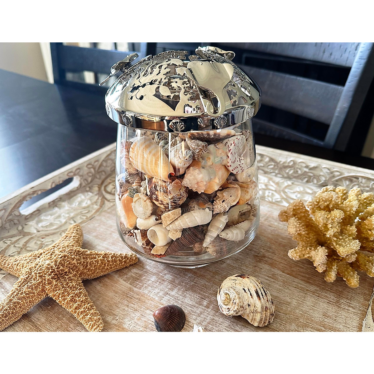 Peek Product Designs Adjustable Candle Topper for Jar Candles - Ocean Design with Coral Reef & Stingrays - Candle Cover Shade Sleeve Lid