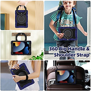 ROISKIN for iPad 9th 8th 7th Generation Case(iPad 10.2 inch) with HD Screen Protector for Kids[15ft Drop Protection] Rugged iPad Case 9 8 7 Gen 2021/2020/2019 with 360 Kickstand Handle Shoulder Strap