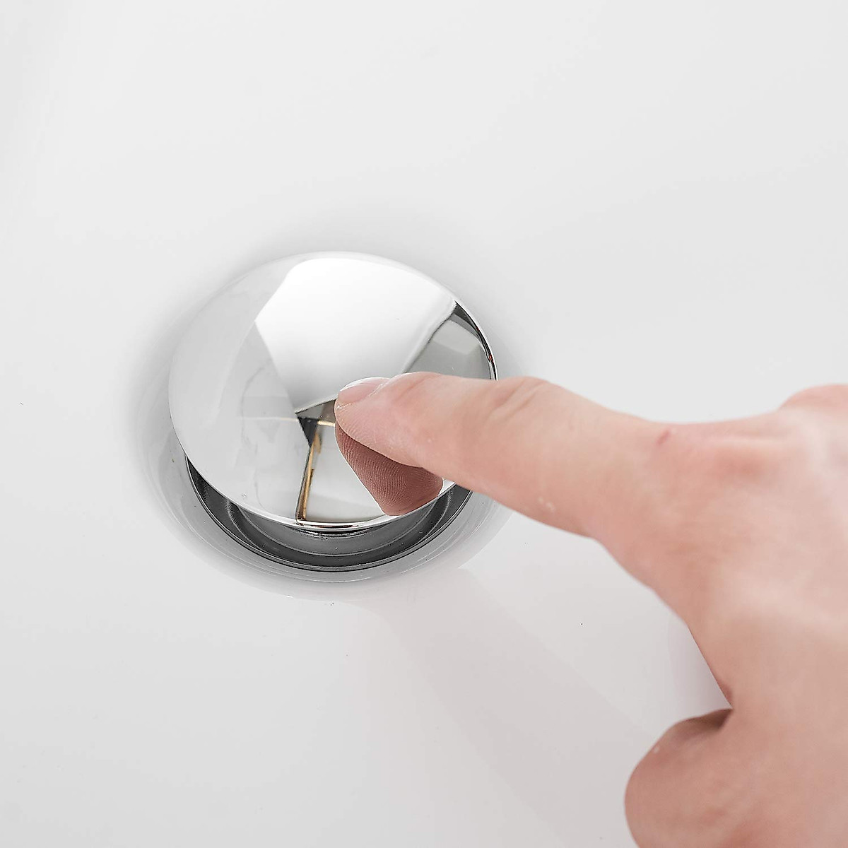 BWE Chrome Pop Up Sink Drain Fits Bathroom Standard Sink Hole 1-1/2" to 1-3/4"Bathroom Faucet Vessel Vanity Sink Drain Stopper Without Overflow