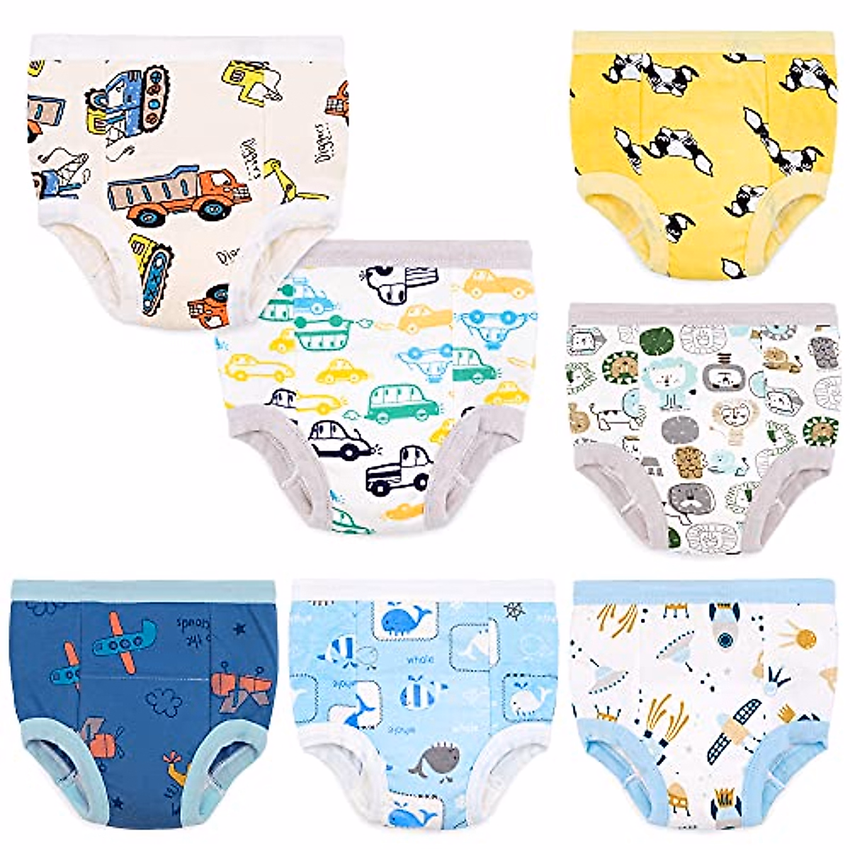 Max Shape 7 Pack Cotton Potty Training Pants for Boys, Strong Absorbent Toddler Potty Training Underwear for Baby Boy Blue 4T