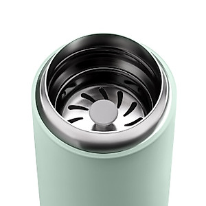 Fellow 12 oz Carter Move Travel Mug - Vacuum-Insulated Stainless Steel Travel Coffee Mug - Coffee Tumbler with Ceramic Interior and Splash Guard - Mint Chip