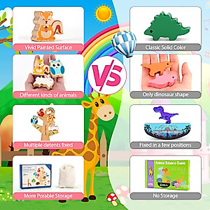 SUPPAS ONOW Wooden Animals Stacking Toys,Wooden Lacing Beads Preschool Toy,Wooden Blocks Stacking Toys for Toddlers 1-3, Wooden Rainbow Stacking Toy Montessori Toys for 2 Year Old Toys for Boys Gifts