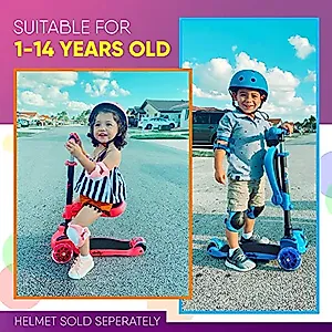 LaScoota 2-in-1 Kids Kick Scooter & Hurtle 3-Wheeled Scooter for Kids - Wheel LED Lights