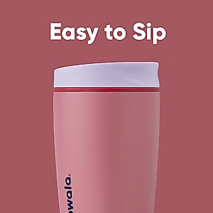 Owala SmoothSip Slider Insulated Stainless Steel Coffee Tumbler, Reusable Iced Coffee Cup, Hot Coffee Travel Mug, BPA Free 12 oz, Purple/Pink (Crochet Queen)