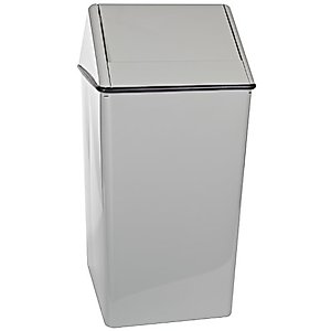 Witt Industries 1411HTSL Stainless Steel 21-Gallon Waste Watcher Hamper and Swing Top Receptacle, Square, 15" Width x 15" Depth x 38" Height, Slate