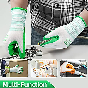 Schwer 16 Pairs Gardening Gloves for Women and Ladies, Breathable Rubber Coated Yard Garden Gloves, Outdoor Protective Work Gloves with Grip, Medium Size Fits Most （Orange & Green）