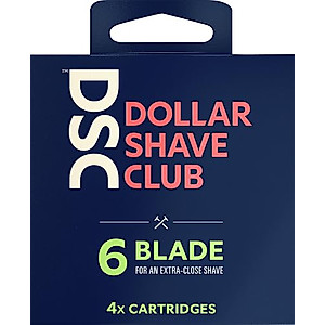 Dollar Shave Club 6-Blade Razor Refill Cartridges for an Extra Close Shave Shave with Precision 4 Count