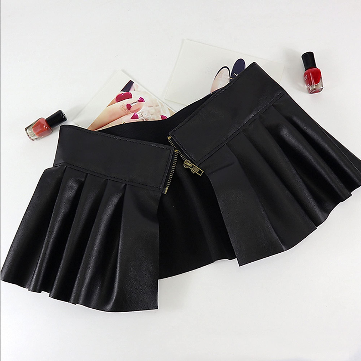 Sun Kea Women's Dress Belt PU Leather Pleated Fashion Stretchy Peplum Cinch Belt Skirt Style Elastic Wide Waistband