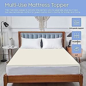 GREATON Breathable 1-inch Foam Mattress Topper with Perfect Body Support | Comfortable Mattress Topper for Ultimate Relaxation, Improves Back Pain, Heavy-Duty Structured Toppers, Twin, White