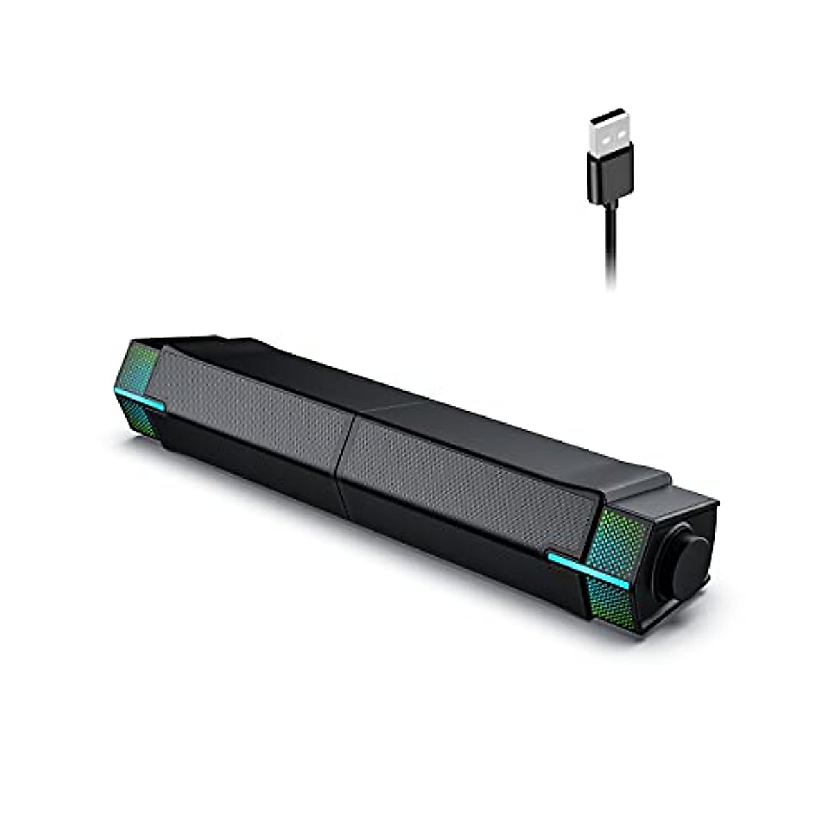 Jeecoo M20 Bluetooth Computer Speakers for PC Desktop Monitor, Gaming PC Sound Bar - Wired USB-Powered, Superb Stereo Sound, with LED Lighting - Combine/Separate to Customize Your Desk