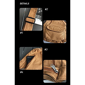 Canvas Sling Bag Backpack, Crossbody Shoulder Chest Bag with Adjustable Strap for Men Women Travel Hiking (White)