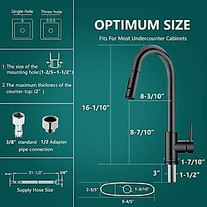 APPASO Black Kitchen Faucet, Modern Kitchen Faucet with Pull Down Sprayer Matte Black, Single-Handle High Arc Gooseneck Modern Kitchen Sink Faucet with Deck Plate