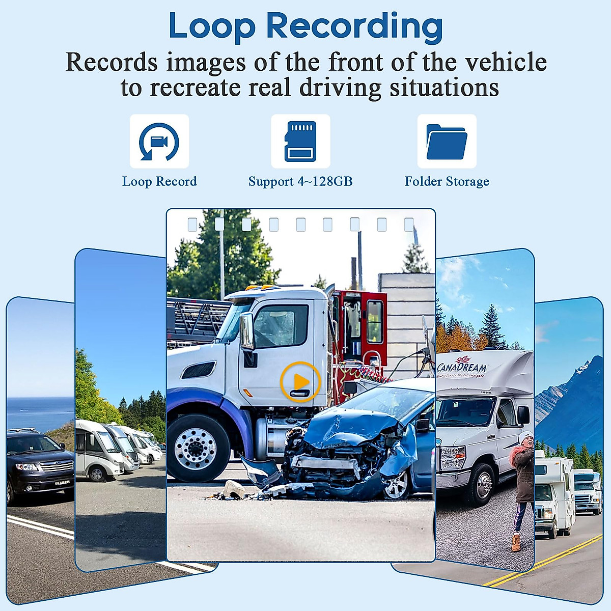 Yakry RV Backup Camera Wireless System - 7'' HD Reverse Camera for Truck with DVR Monitor -Bluetooth Trailer Back up Camera with Night Vision Waterproof -Rear View Camera for Furrion Pre-Wired RVs Y22