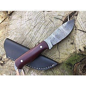 Perkin Damascus Steel Hunting Knife With Sheath Skinning & Bushcraft Knife - SK400
