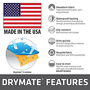 Drymate Pet Bowl Placemat, Dog & Cat Food Feeding Mat - Absorbent Fabric, Waterproof Backing, Slip-Resistant - Machine Washable/Durable (USA Made) (12” x 20”) (Distressed Wood Tan)