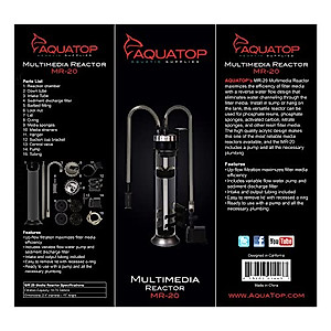 Aquatop Media Reactor with 95 GPH Pump – For 10-75 Gallon Tanks, Up-Flow Filtration for Efficiency, Includes Adjustable Water Pump, Reliable Filtration System, MR-20