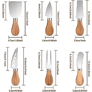 Linwnil Cheese Knife Set,6pcs Cheese Spreader Knives with Wood Handle Steel Stainless 6 Slate Markers 4 Mini Spoons 4 Forks for Charcuterie Board Accessories
