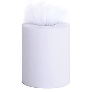 Tulle Rolls 6” by 100 Yards (300 feet) Tulle Roll Spool Fabric for DIY Tutu Skirts Wedding Baby Shower Crafts Decorations Party Supplies (White)
