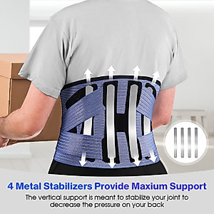 NEENCA Back Support Brace, Adjustable Lumbar Support for Pain Relief of Back/Lumbar/Waist, Waist Wrap with Spring Stabilizers for Injury, Herniated Disc,Sciatica, Scoliosis and more - FSA/HSA APPROVED