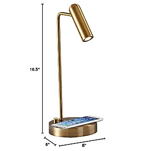 Adesso 3162-21 Kaye LED Desk Lamp Wireless Charging, 7W LED, 5W QI, USB Port, Indoor Lighting Lamps
