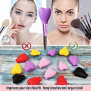 Silicone Cover for Makeup Brush Organizer, Reusable Makeup Brush Case 15 Pack, Makeup Brush Holders Guards Travel Makeup Storage Cover Eyeshadow Brush Set Protector(3 Size)