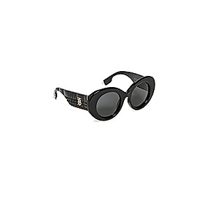 BURBERRY MARGOT BE 4370U 300187 Black Plastic Round Sunglasses Grey Lens