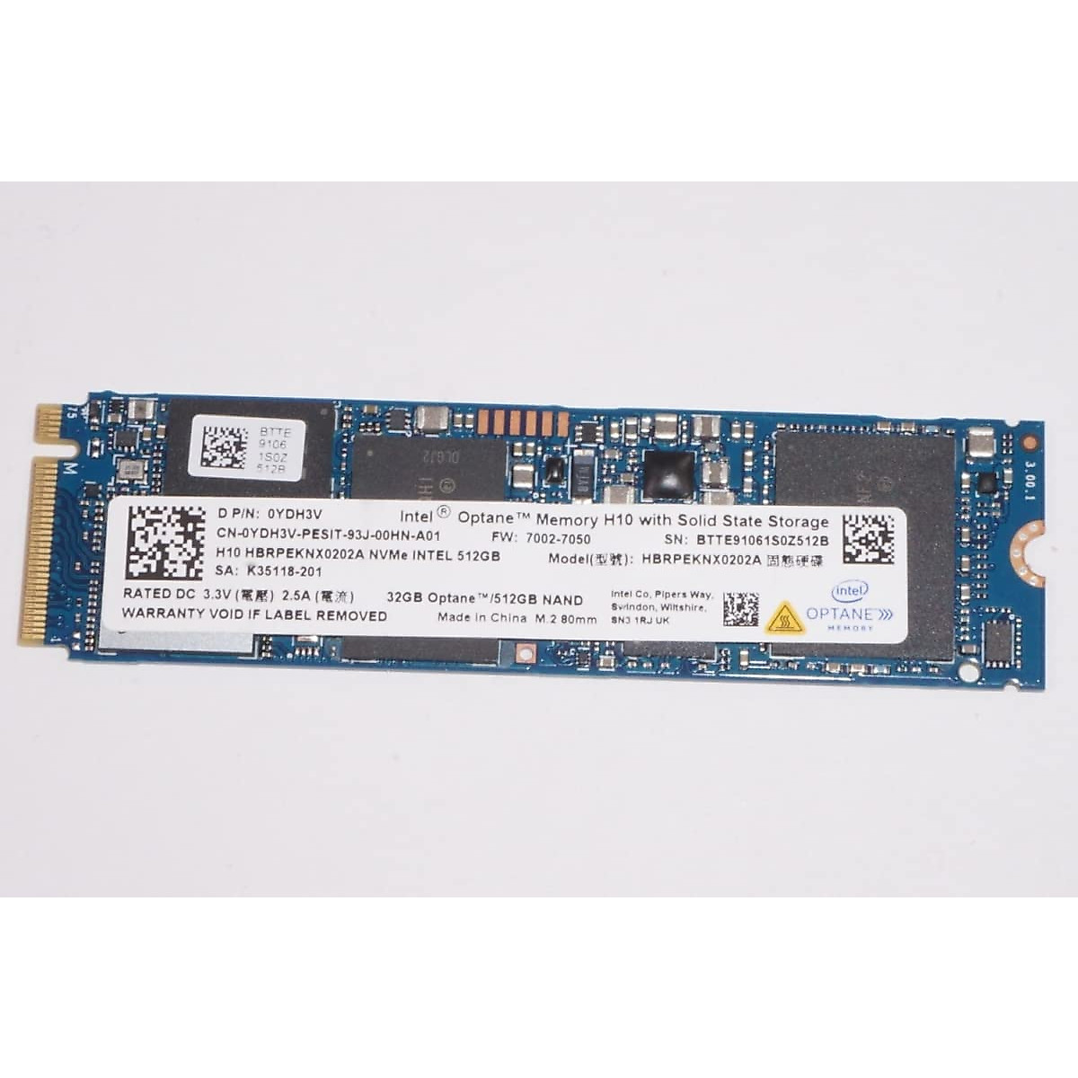 FMB-I Compatible with YDH3V Replacement for Dell 512GB M.2 PCIe NVMe 32GB Optane SSD Drive I7506-5791SLV-PUS