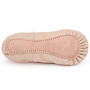 Toddler Ballet Shoes Baby Ballet Slippers Leather Full Sole Girls Kids Dance Ballerina Shoes(Beige/4.5 Toddler)