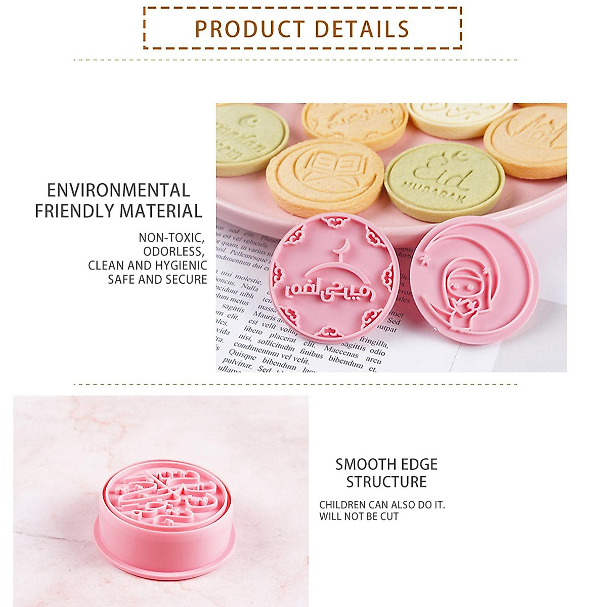 10 Pieces Eid Mu-barak Cookie Cutters Rama-dan Cookie Mu-slim Biscuit Mold Star Lantern Moon Cookie Stamper DIY Biscuit Press Stamp Molds For Baking Fondant Supplies