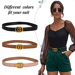 Aurolran Women's Fashion Classic Metal Buckle Leather Belt with Jeans Dress