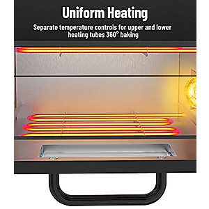 PYY Indoor Pizza Oven Countertop Electric Pizza Oven 2000W Commercial Pizza Oven with Pizza Stone and Timer