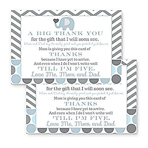 Paper Clever Party Blue Elephant Baby Shower Thank You Postcards (15 Pack) Boys Notecards Only - Eco-friendly – Postal Note with Message from Newborn – Cute Jungle Animal – Printed Size 4x6