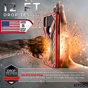Kitoo Defender Designed for iPhone iPhone Xs max [Eco-Friendly] Shockproof Case with Kickstand, Military Grade, Made in USA - Red