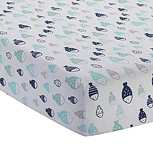 Lambs & Ivy Oceania 6-Piece Baby Crib Bedding Set - Blue Ocean, Nautical, Aquatic, Whale, Octopus Theme