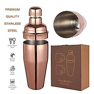 TABLEWARE MELODY Moscow Mule Mugs Set of 3-Hammered Moscow Mule Mugs Drinking cup with 24oz Cocktail Shaker-Great Dining Entertaining bar Gift Set (Mug Set of 3 -cocktail shaker included)