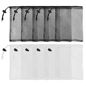 10pcs Small Mesh Drawstring Bags with Cord Lock,7.5 x 6 In Small Mesh Bags for Travel and Organizing Mesh Storage Bag for Laundry Travel Beach Toys Seashell Collecting