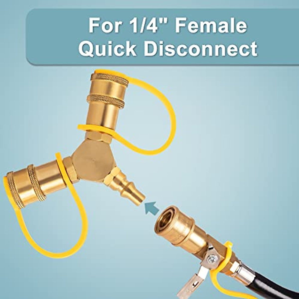 SHINESTAR 1/4" RV Propane Quick Connect Y Splitter for RV, Trailer, Camper and More, 2 Way LP Gas Adapter with 1/4" Quick Disconnect