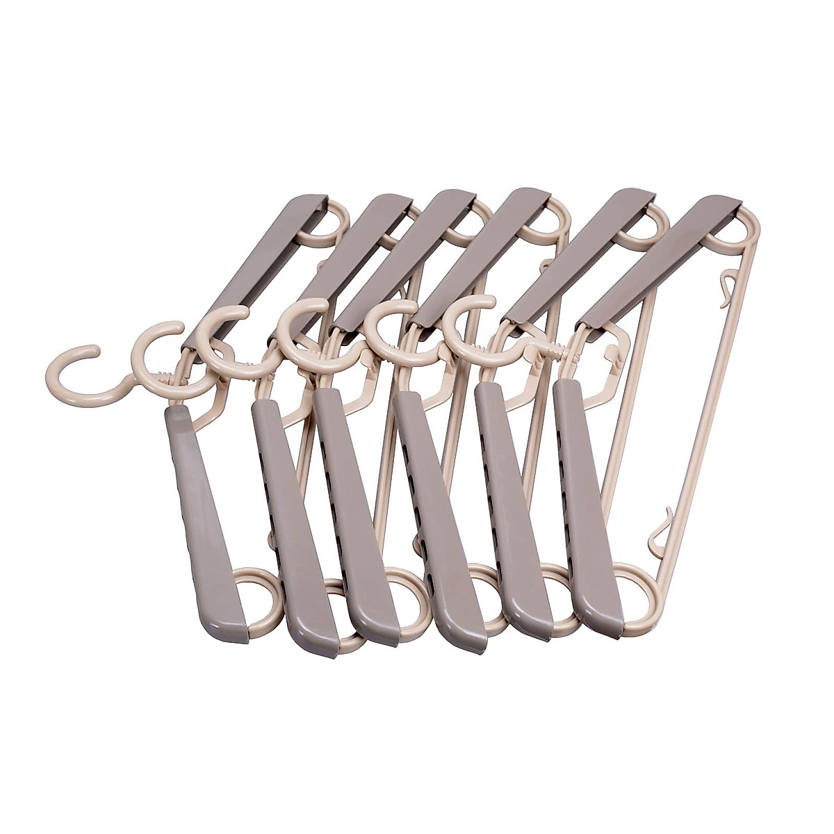 BonDream 6-Pack Heavy Duty Plastaic Extra-Wide Arm 15"-23" Suits Clothes Hangers with Swivel Hooks,Perfect for Coat,Jacket,Dress,Shirt,Trousers or Closet Space Saving,Grey&Tan