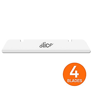 Slice 10538 Extra Long Industrial Blade, Advanced Ceramic, Ideal for Insulation, Batting, Foam, Finger-Friendly Safety Blade, Lasts 11x Longer Than Metal, Rounded Tip (4 Pack)