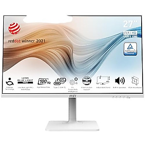 MSI Modern MD272XPW, 27" Monitor, IPS, 1920 x 1080 (FHD), FreeSync, 100Hz, TUV Certified Eyesight Protection, 1ms, VGA, HDMI, Black