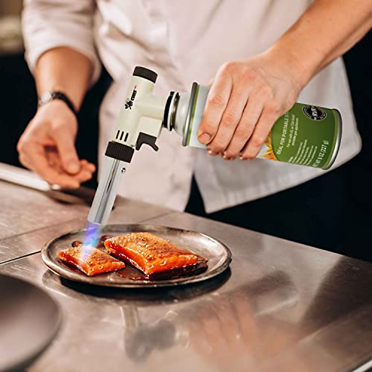 Jo Chef Butane Fuel Canister, 8. 8 oz Butane Cylinder, Pure Refined Butane Gas for Camping Stove Or Use Directly with Brûlée Kitchen Blow Torch Head (1 Can)