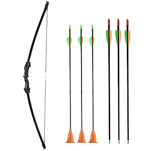 Huntingdoor Archery Bow Set Archery Bow and Arrows for Teenagers 45inch 15Lbs Takedown Recurve Bow with 3 Fiberglass Targeting Arrows and 3 Suction Cup Arrows Teens LH RH