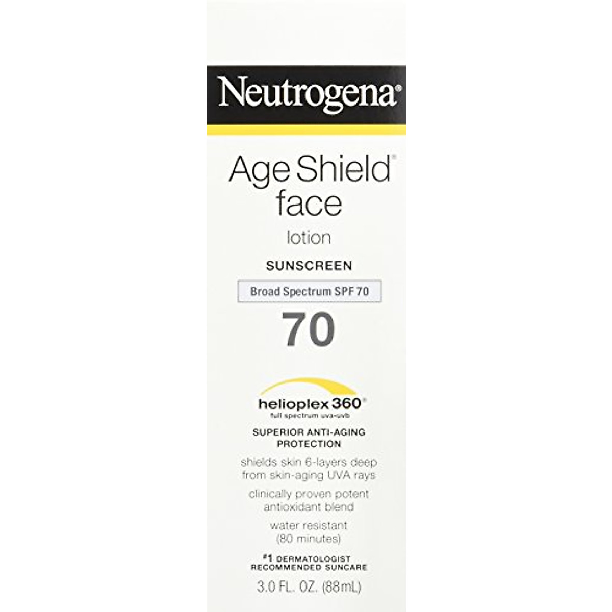 Neutrogena Age Shield Anti-Oxidant Face Lotion Sunscreen with Broad Spectrum SPF 70, Oil-Free & Non-Comedogenic Moisturizing Sunscreen to Prevent Signs of Aging, 3 fl. oz (Pack of 2)